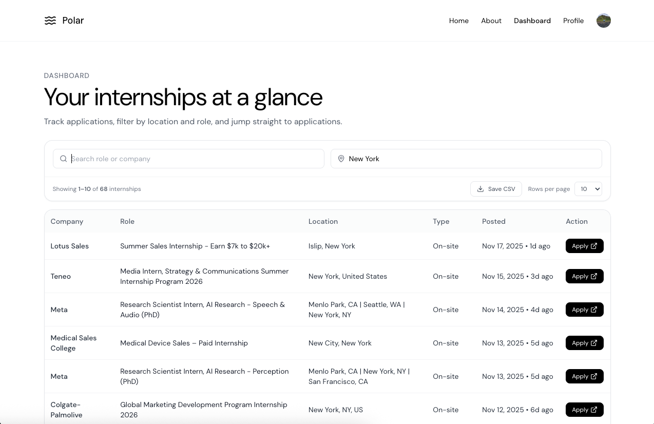 Polar - Find Your Dream Internship | Premium Internship Job Board